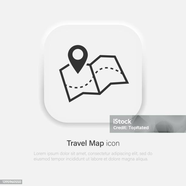Vecteur Dicône De Carte Carte De Voyage De Navigation Avec Symbole