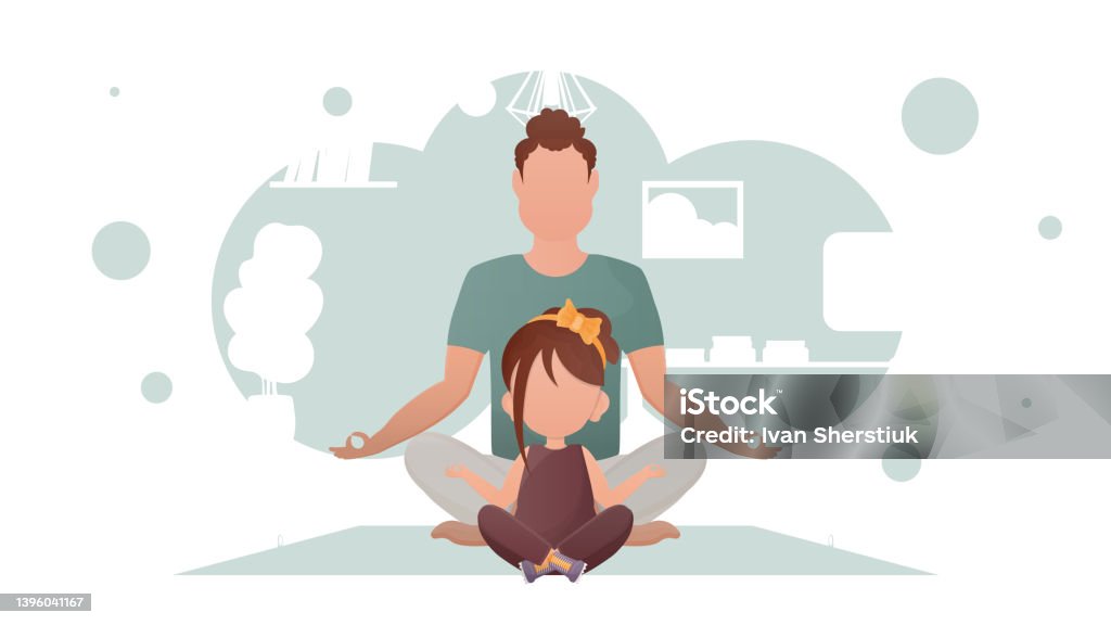Seorang Pria Dan Seorang Gadis Kecil Duduk Dalam Posisi Lotus Yoga Gaya ... Seorang Pria Dan Seorang Gadis Kecil Duduk Dalam Posisi Lotus Yoga Gaya ...