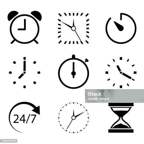 Icône Dhorloge Collection De Différentes Horloges Montre Icône De Temps
