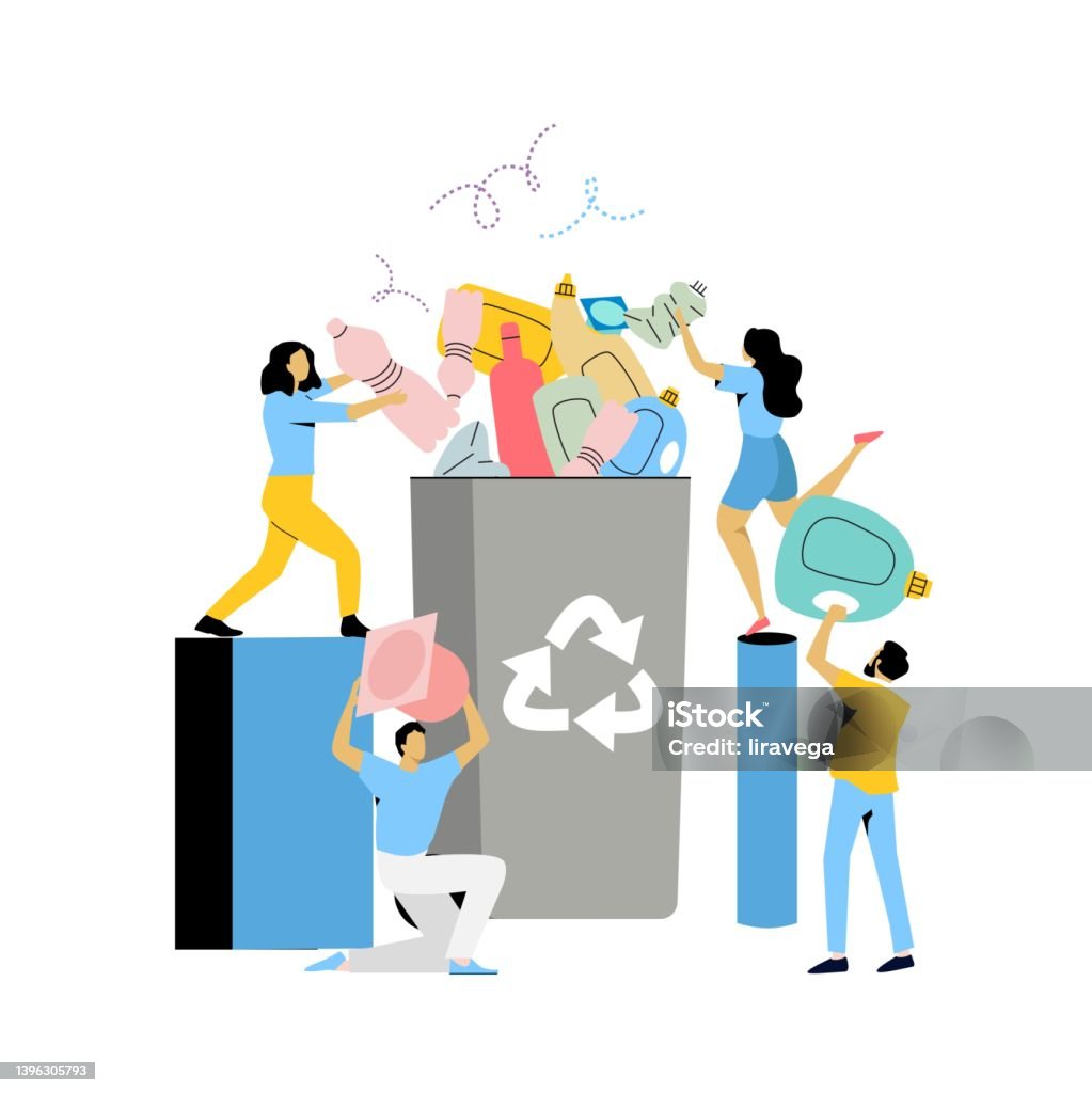 Vetores De Reciclagem De Lixo Plano Ilustração Vetorial Pessoas