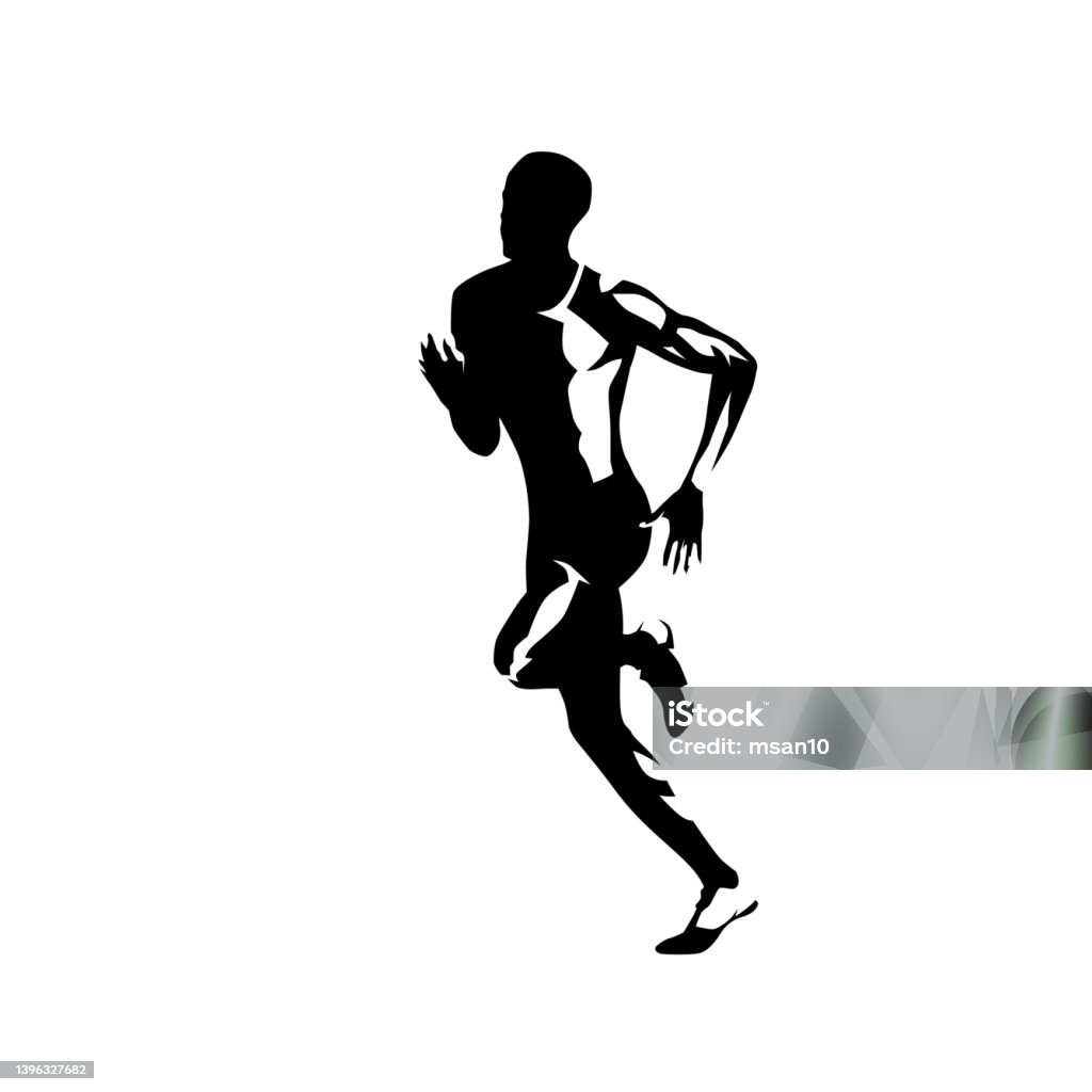 Runner Side View Isolated Vector Ink Drawing Abstract Silhouette Of ... Runner Side View Isolated Vector Ink Drawing Abstract Silhouette Of ...