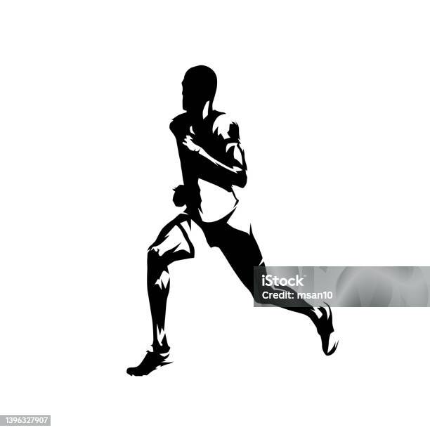 Runner Side View Isolated Vector Ink Drawing Abstract Silhouette Of ... Runner Side View Isolated Vector Ink Drawing Abstract Silhouette Of ...