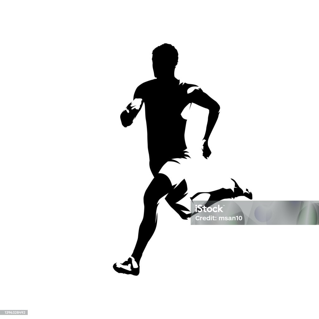 Runner Side View Isolated Vector Ink Drawing Abstract Silhouette Of ... Runner Side View Isolated Vector Ink Drawing Abstract Silhouette Of ...