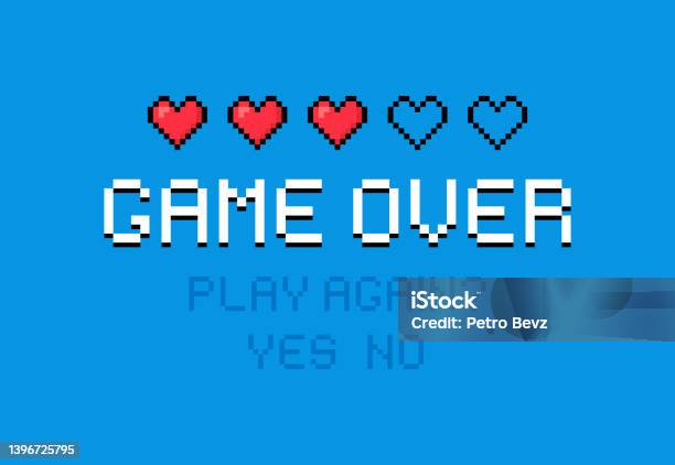 Game Over Pixel Art Design Dengan Hati Desain Seni Piksel 8bit Untuk ... Game Over Pixel Art Design Dengan Hati Desain Seni Piksel 8bit Untuk ...