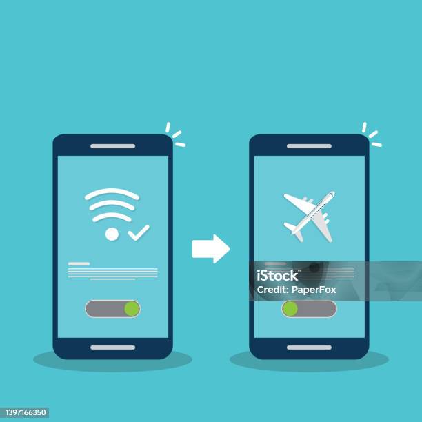 Le Mode Avion Est Activé Avis De Smartphone Davion Davion Illustration