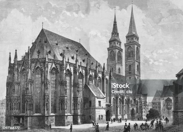 The Medieval Church Of St Sebald In Nuremberg Stock Illustration