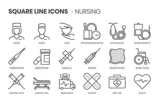 Terkait Keperawatan Piksel Sempurna Stroke Yang Dapat Diedit Set Ikon