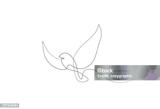 Dessin Au Trait Continu Doiseau Volant Vecteurs Libres De Droits Et