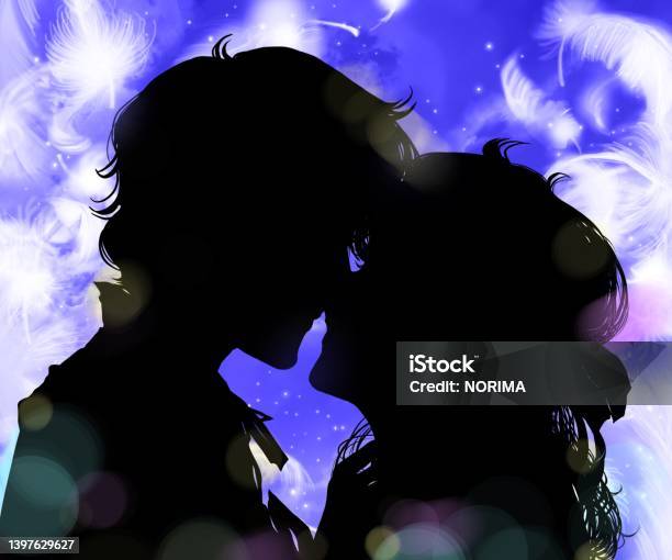 Fond Romantique De Silhouette Noir Et Blanc Illustration Dun Jeune