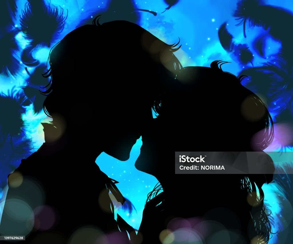 Fond Romantique De Silhouette Noir Et Blanc Illustration Dun Jeune