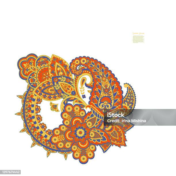 Paisley Vector Isolated Pattern Vintage Floral Illustration In Batik