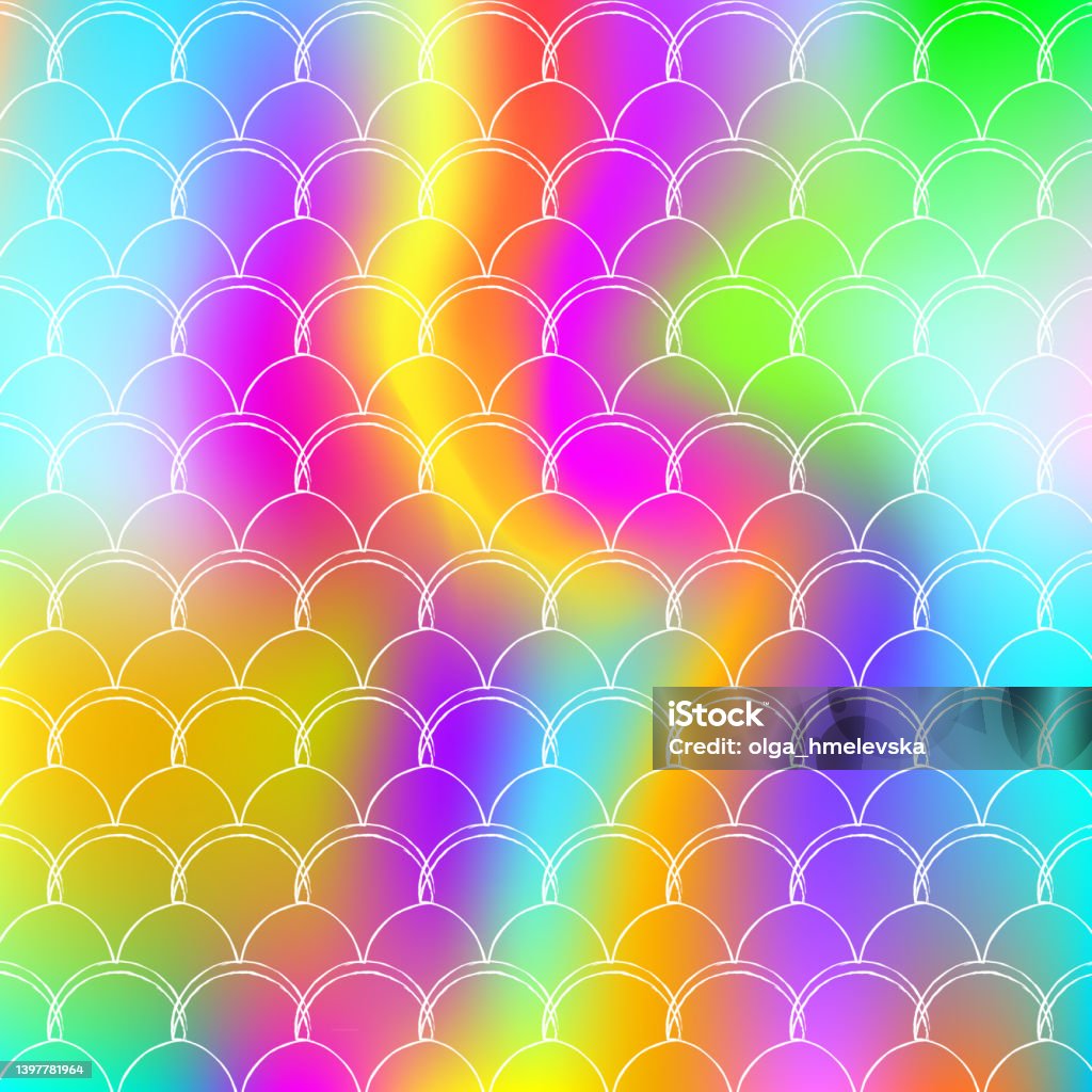Holographic Mermaid Background With Gradient Scales Stock Illustration Download Image Now Istock