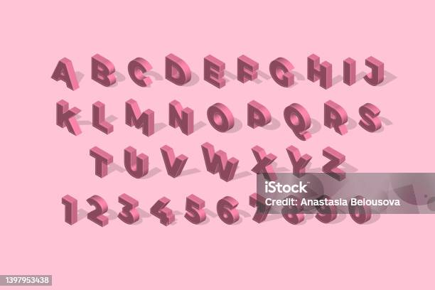 Font Alfabet Isometrik Huruf Efek 3d Angka Dan Simbol Jenis Huruf