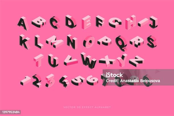 Font Alfabet Isometrik Huruf Efek 3d Angka Dan Simbol Jenis Huruf