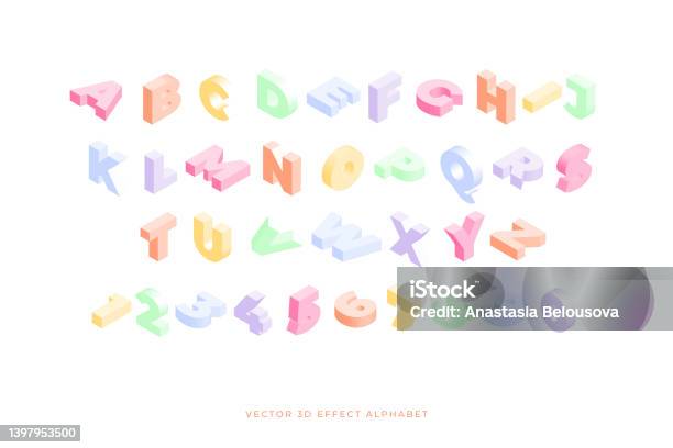 Font Alfabet Isometrik Huruf Efek 3d Angka Dan Simbol Jenis Huruf