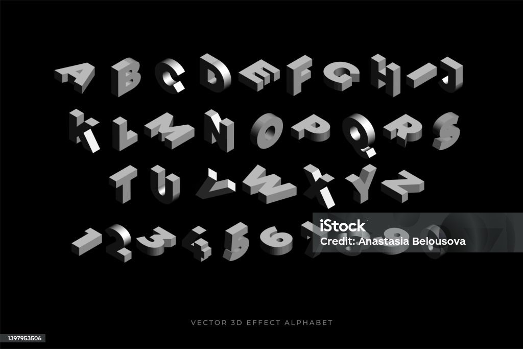 Font Alfabet Isometrik Huruf Efek 3d Angka Dan Simbol Jenis Huruf