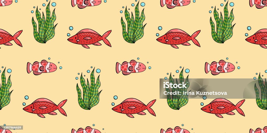 Pola Mulus Dengan Hewan Laut Kartun Doodle Lucu Ilustrasi Vektor ... Pola Mulus Dengan Hewan Laut Kartun Doodle Lucu Ilustrasi Vektor ...