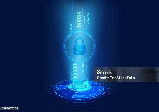 Ransomware Lock File Padlock Symbol Technology Circle Hologram Portal ... Ransomware Lock File Padlock Symbol Technology Circle Hologram Portal ...