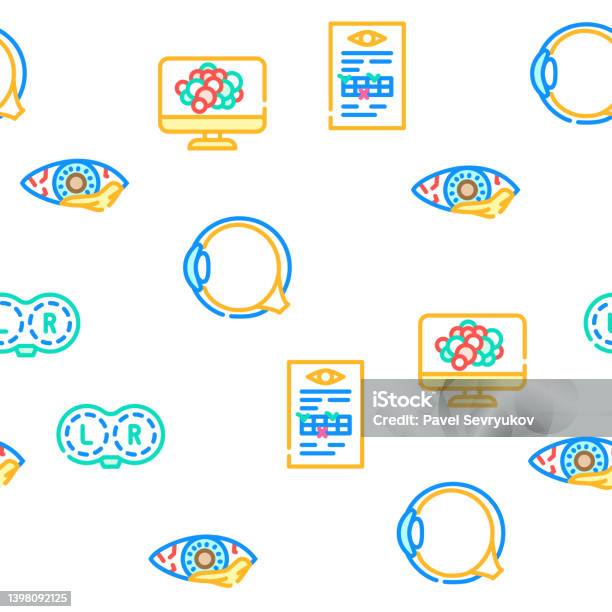 Ilustración De Oftalmología Enfermedad Ocular Tratar Iconos Set Vector