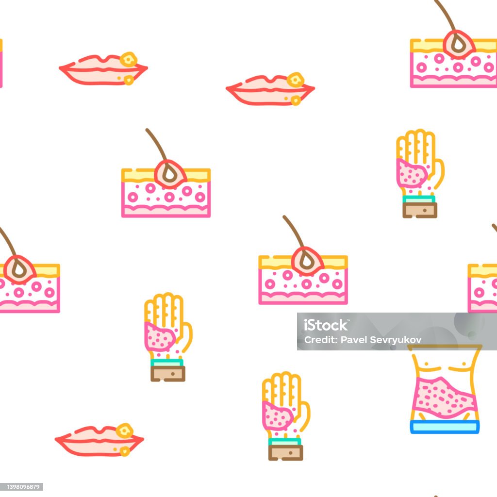 Skin Disease Human Health Problem Icons Set Vector Stock Illustration