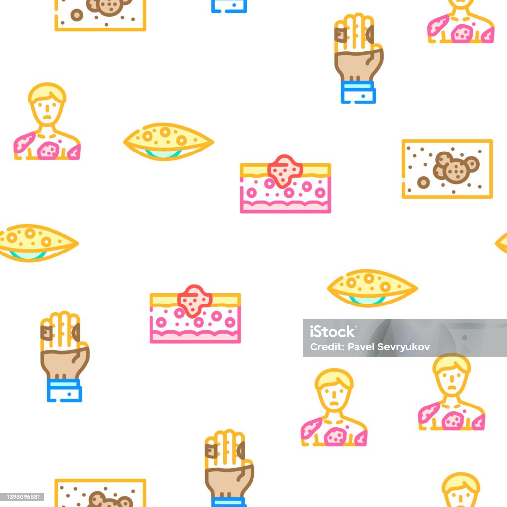 Skin Disease Human Health Problem Icons Set Vector Stock Illustration