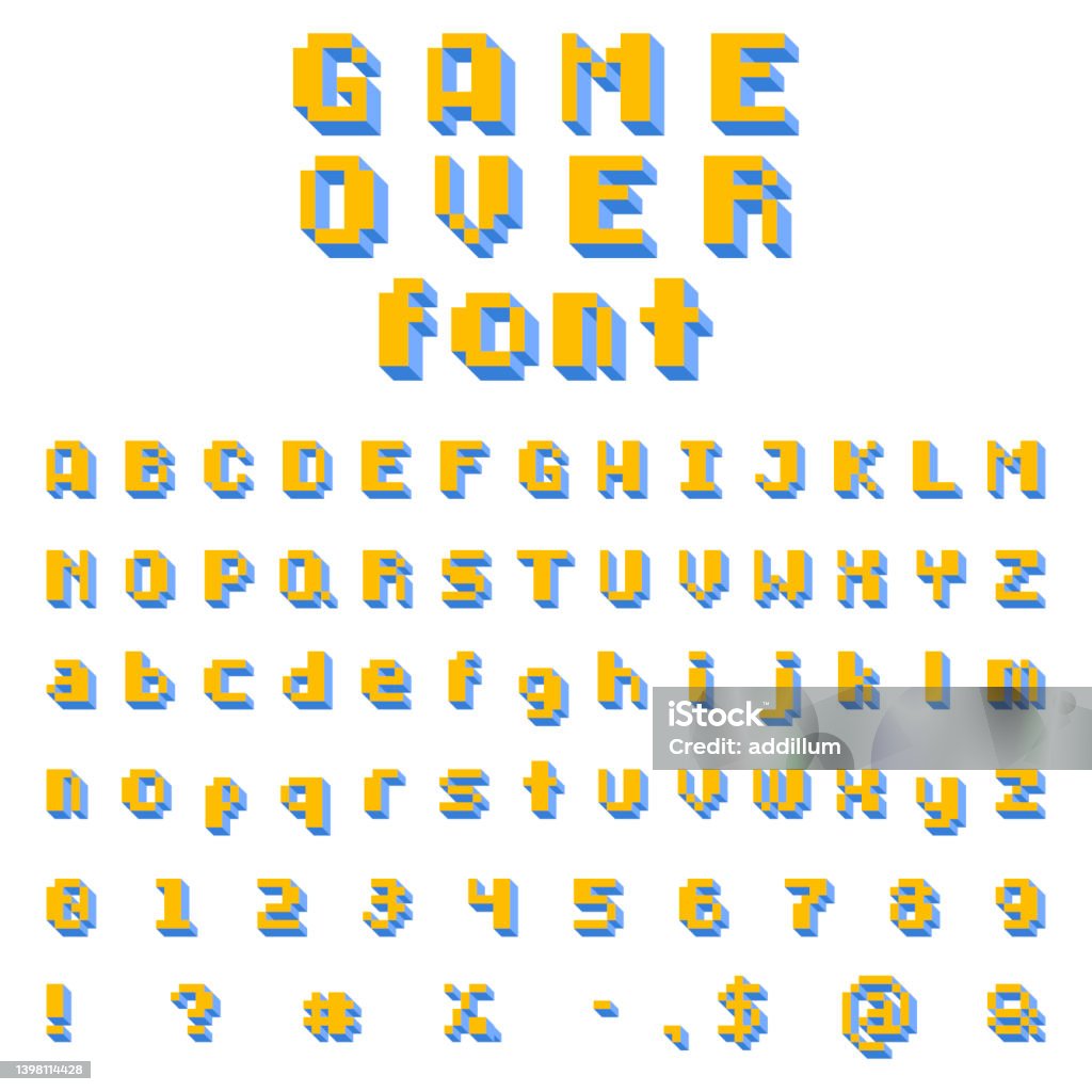 Pixel Video Game Font Oldschool Retro Typeface 8bit Symbols Letters And ... Pixel Video Game Font Oldschool Retro Typeface 8bit Symbols Letters And ...