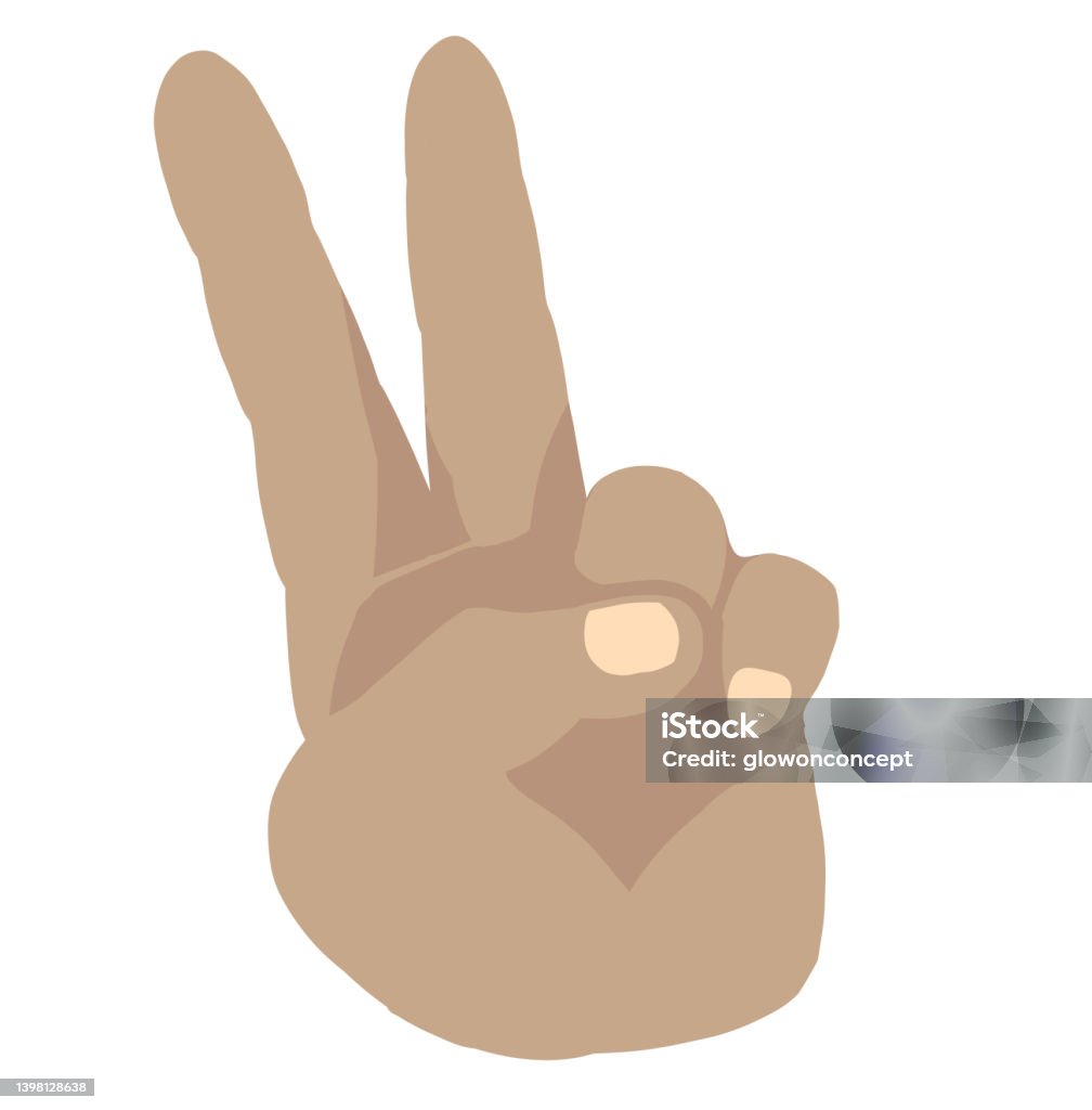 Hand Victory Sign Illustartion Phone And Action Gesture Stock