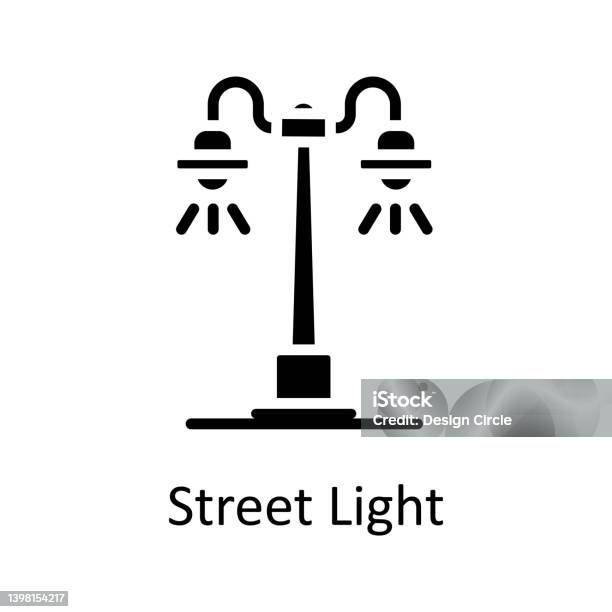Vektor Street Light Ilustrasi Desain Ikon Padat Simbol Elemen Kota Pada