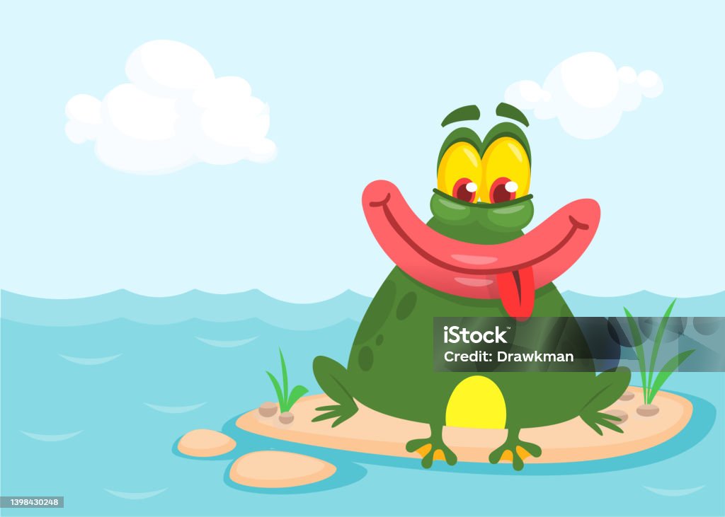 Funny Frog Cartoon Vector Illustration Isolated Stock Illustration