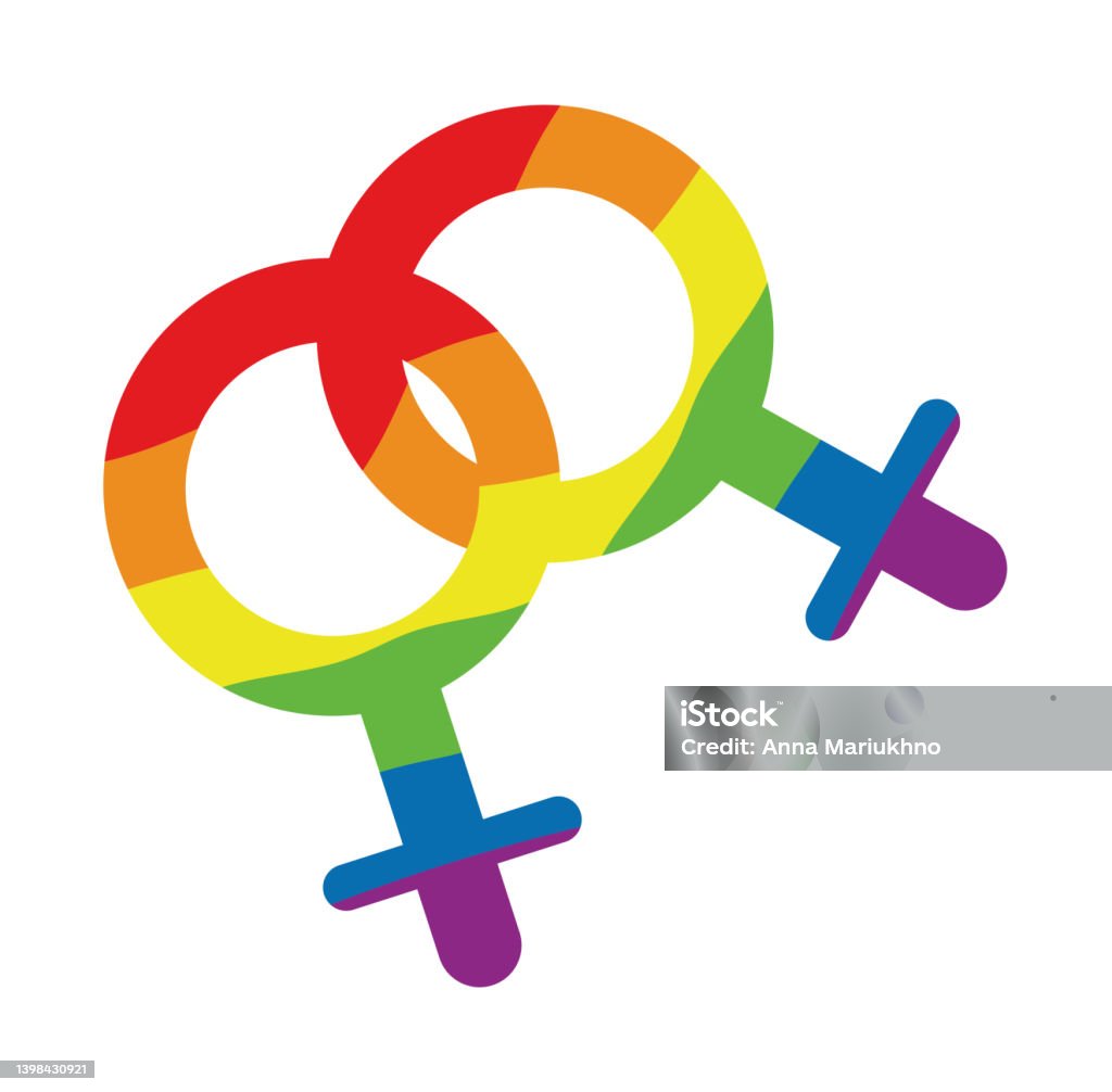 Lgbtq Gender Icon On Rainbow Color Background Vector Illustration Stock