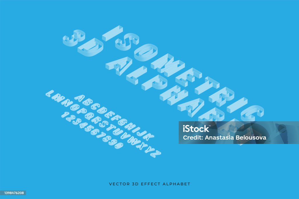 Font Alfabet Isometrik Huruf Efek 3d Angka Dan Simbol Jenis Huruf Vektor Stok Untuk Desain