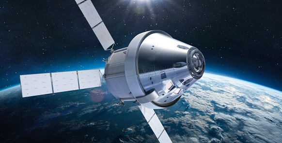 Orion Spacecraft Flight In Space On Orbit Of Earth Scifi Wallpaper