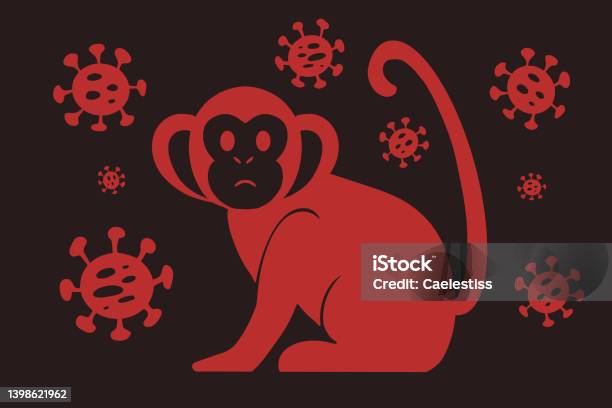 Illustration Vectorielle De Licône De Singe Avec Des Cellules Virales