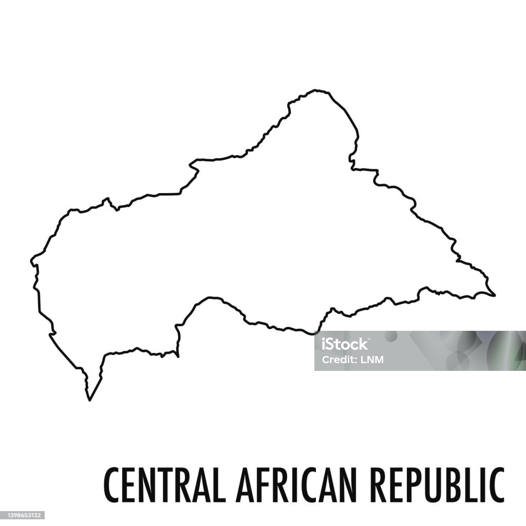 Central African Republic Map Vector Line Illustration Stock