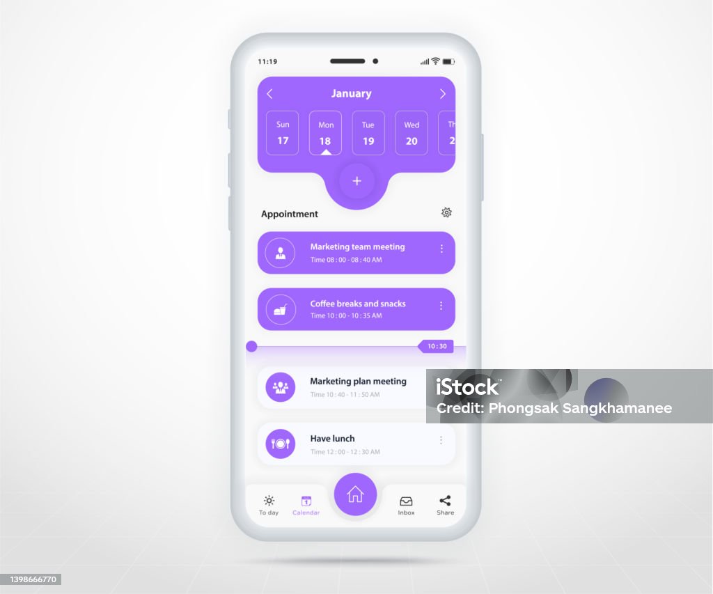 Concept De Planificateur De Calendrier Dapplication Mobile Modèle De