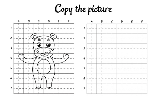 Copiez Limage Dessiner Par Grille Pages De Livres À Colorier Pour