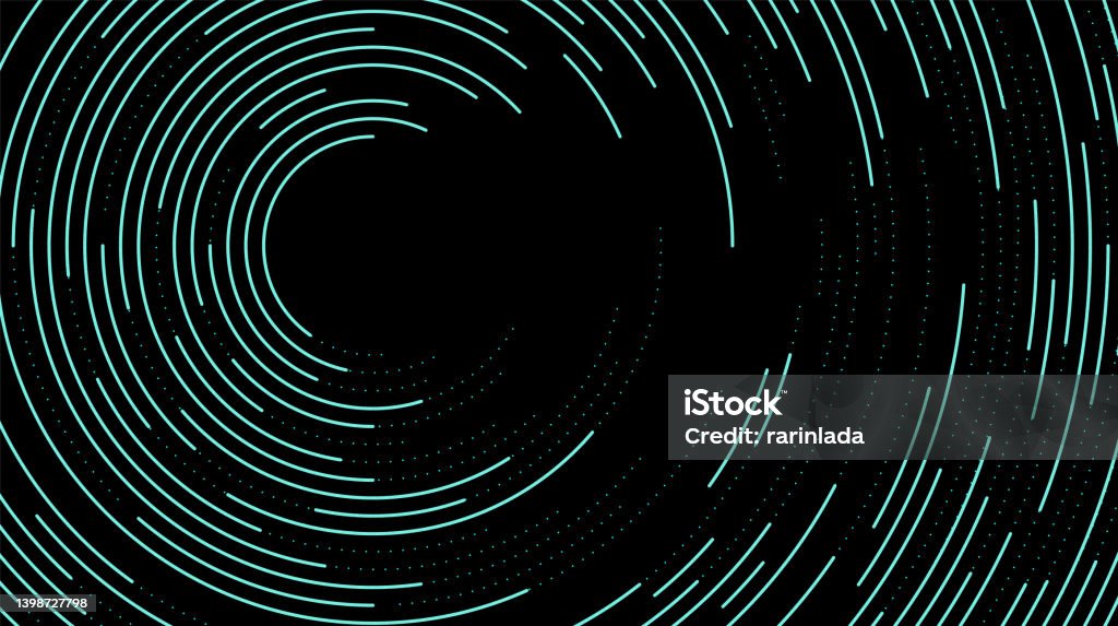 Teknologi Abstrak Digital Futuristik Garis Lingkaran Biru Bercahaya Dan