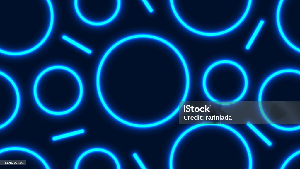 Abstrak Biru Bercahaya Neon Efek Efek Lingkaran Geometris Pola Mulus