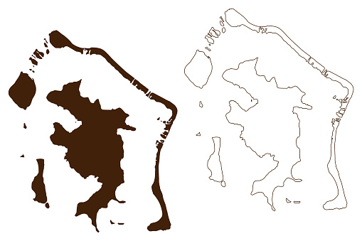 Île De Bora Bora Illustration Vectorielle De Carte Croquis Griffonné