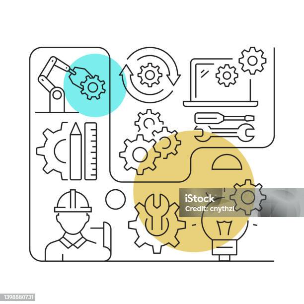 Engineering Related Vector Banner Design Concept Modern Line Style With