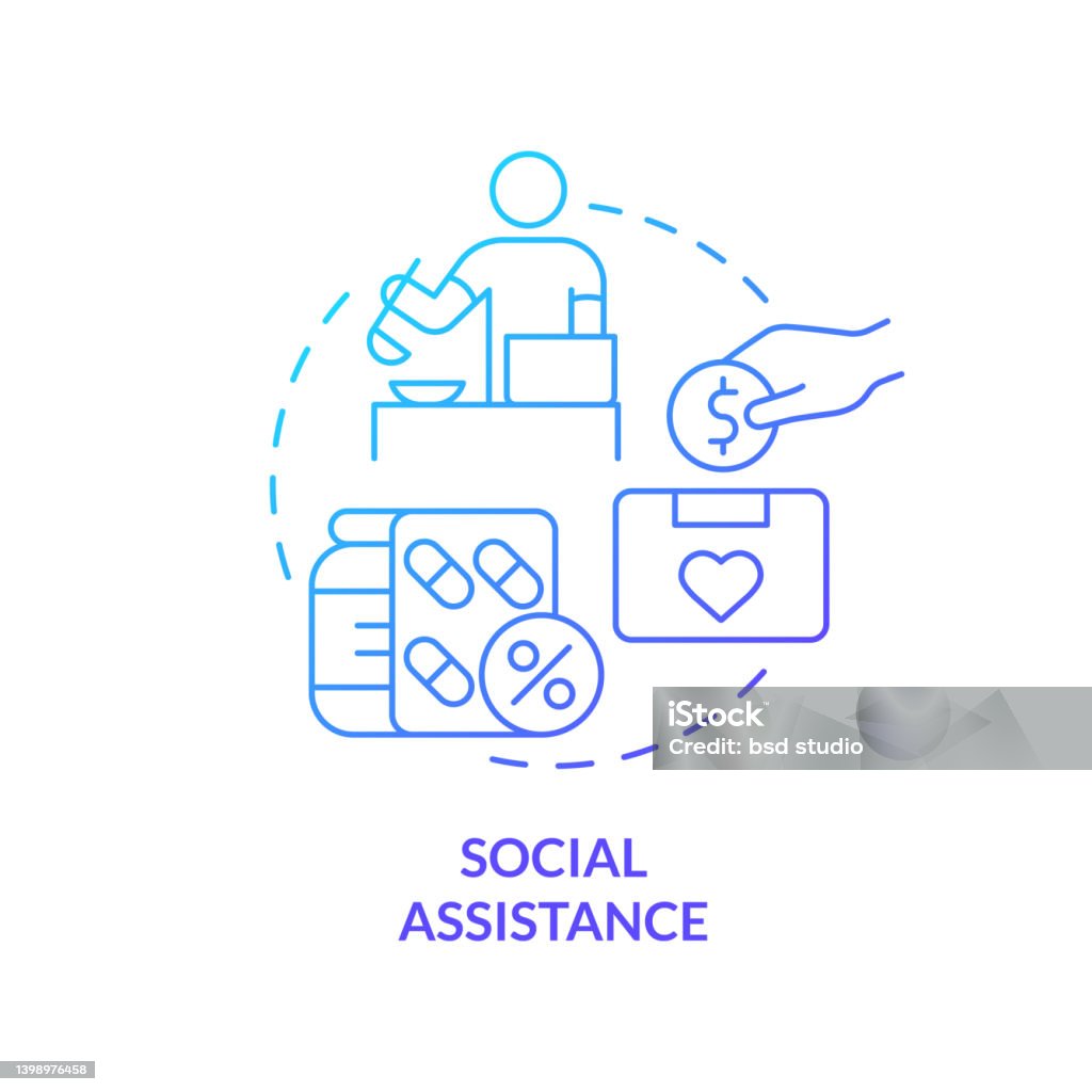 Ilustración de Icono De Concepto De Gradiente Azul De Asistencia Social ... Ilustración de Icono De Concepto De Gradiente Azul De Asistencia Social ...