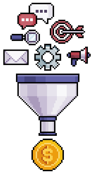 Icône De Lentonnoir De Vente De Marketing Numérique Pixel Art Pour Le ... Icône De Lentonnoir De Vente De Marketing Numérique Pixel Art Pour Le ...