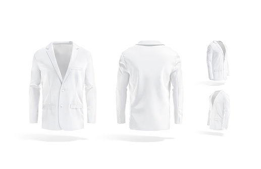 Mockup Blazer Pria Kulit Putih Kosong Pandangan Berbeda Foto Stok