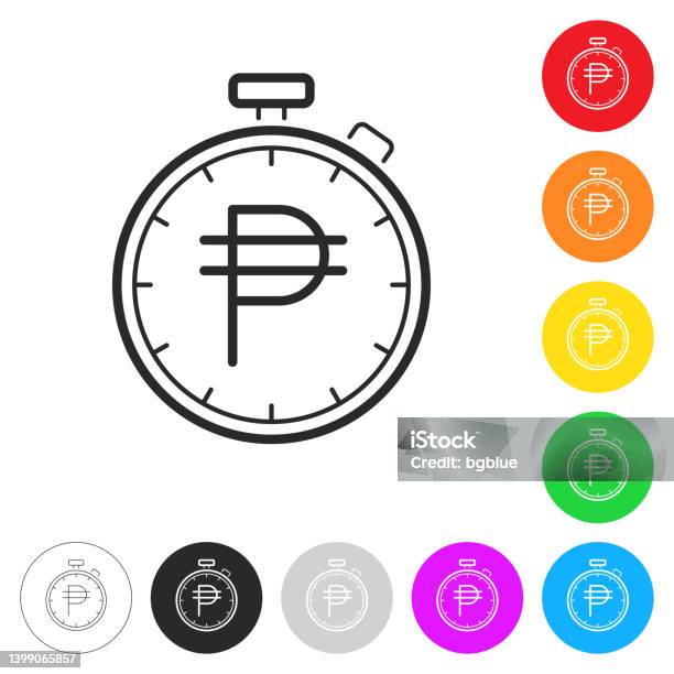 Chronomètre Avec Panneau Peso Icône Sur Les Boutons Colorés Vecteurs