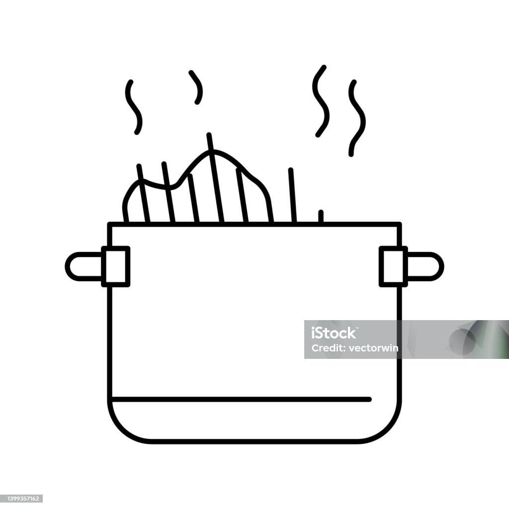 Illustration Vectorielle De Licône De La Ligne De Pâtes De Cuisson