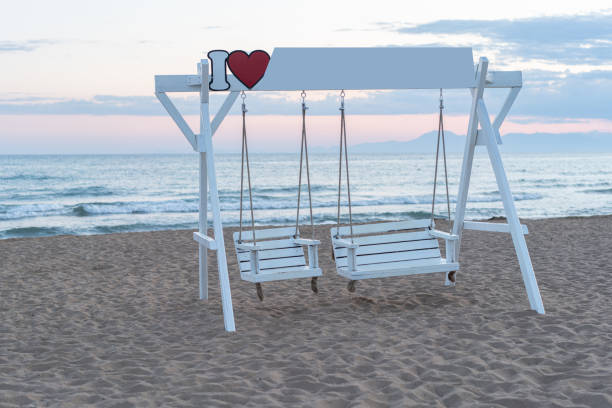 Free Stock Photo of Wooden Swing Set on Sandy Beach | Download Free ...