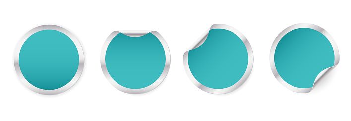 Ensemble Dautocollants Collés Ronds Métalliques Avec Un Cercle Bleu