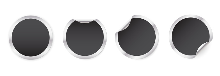 Ensemble Dautocollants Collés Ronds Métalliques Avec Un Cercle Noir