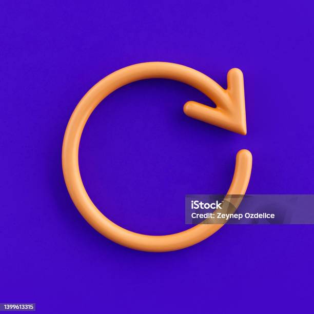 Refresh Ikon 3d Ikon Panah Kuning Kerangka Simbol Arah Rendering 3d