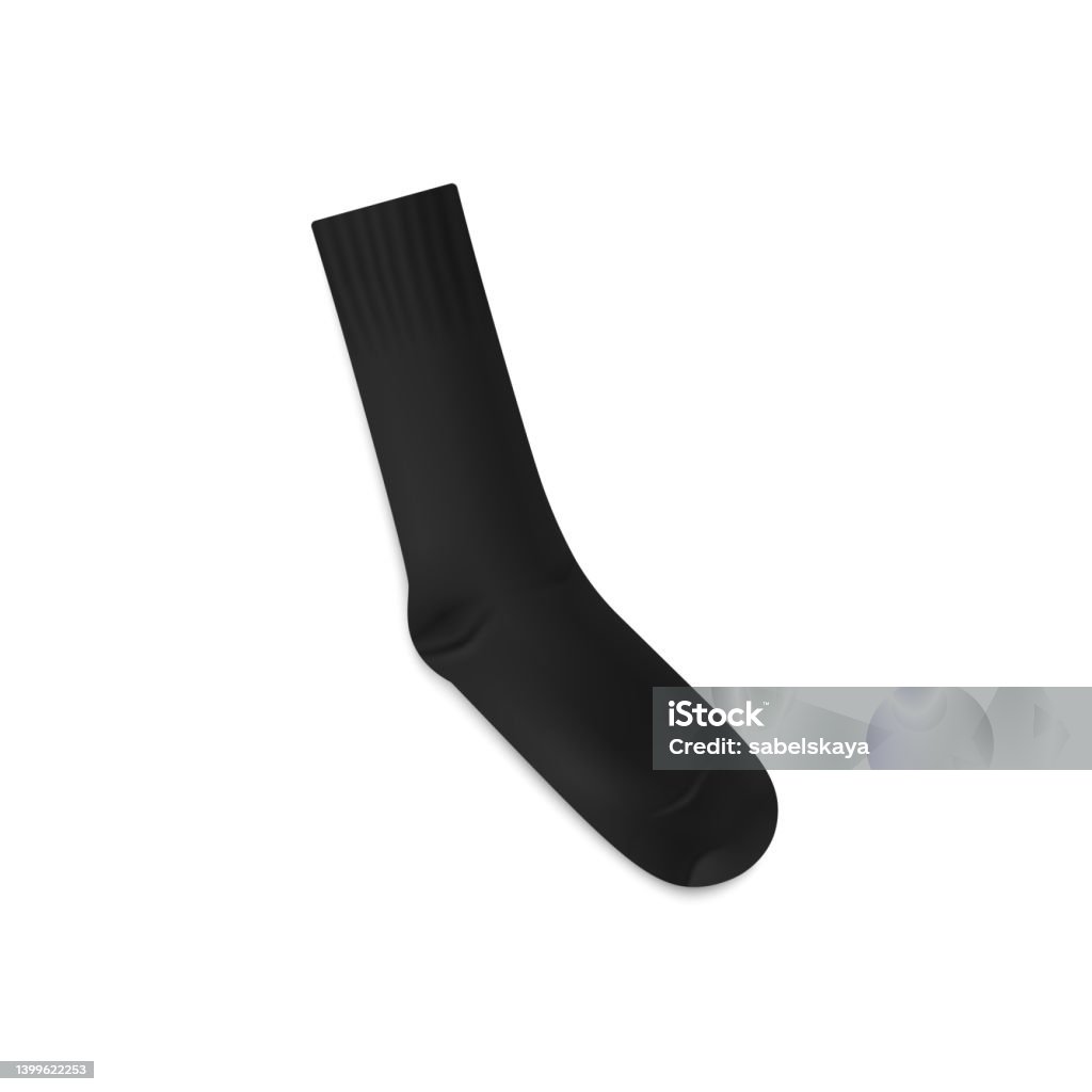 Modèle De Chaussette Réaliste Noir De Longueur Classique Illustration